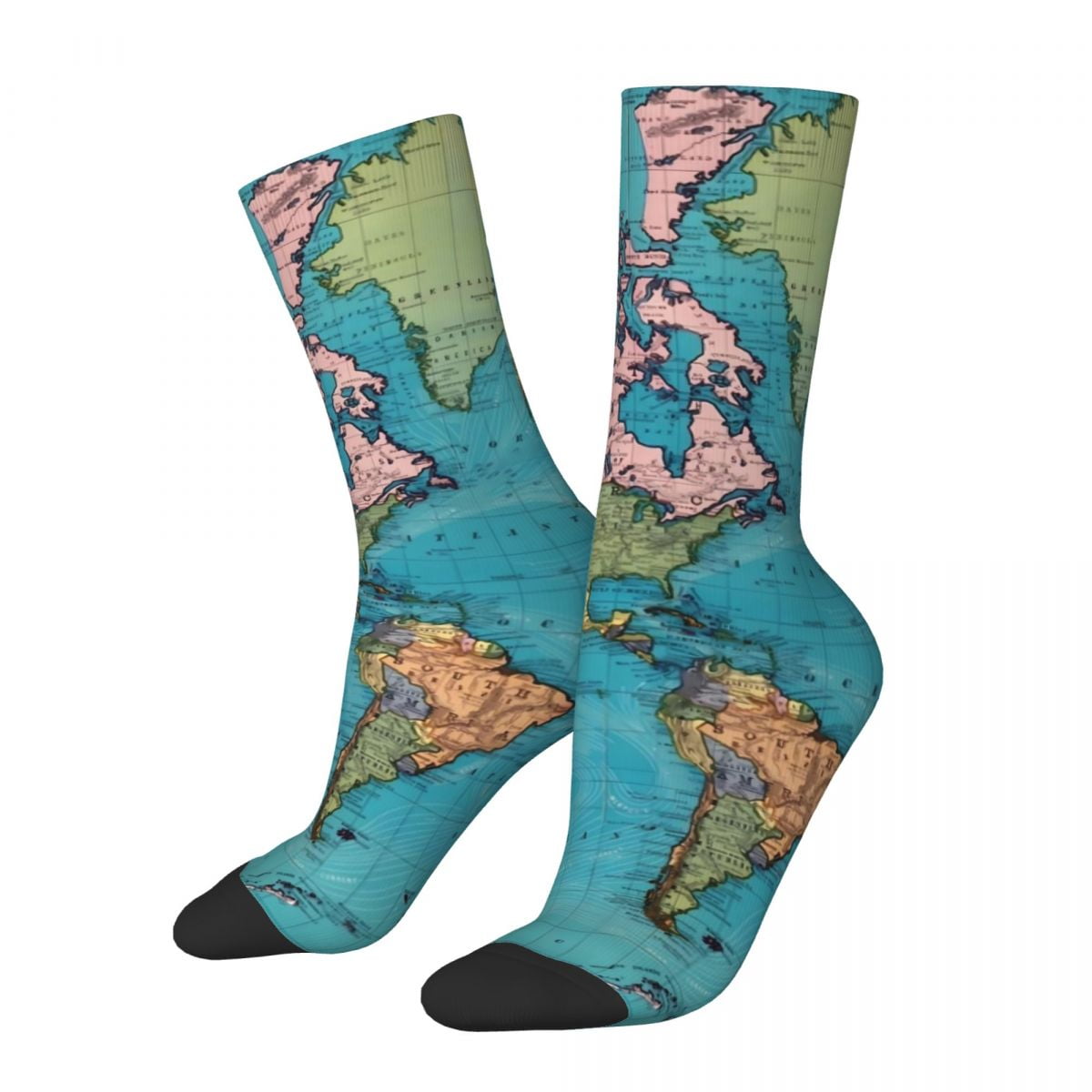 Vintage Detailed World Map Socks Historical Map Gothic Stockings Anti ...