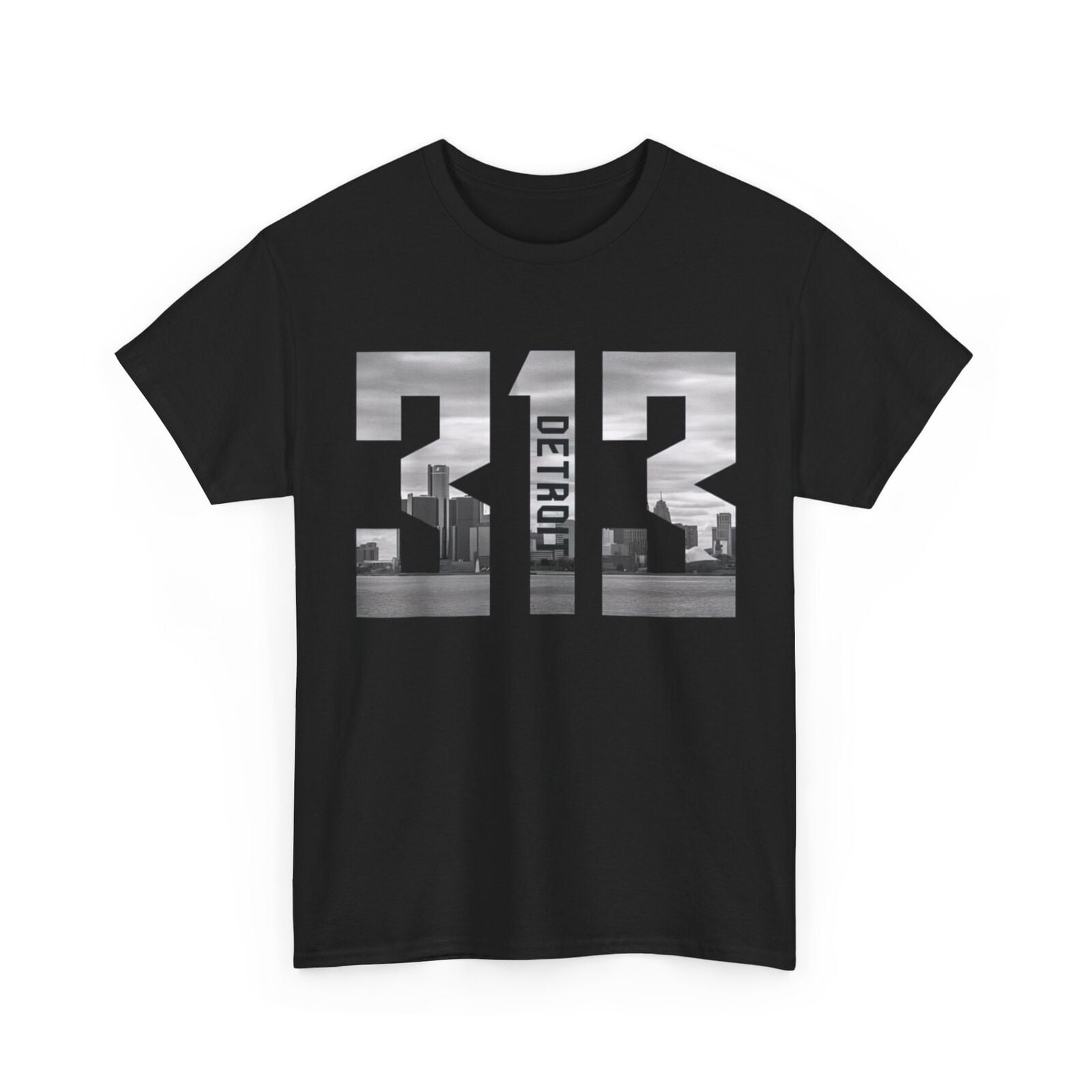 Vintage Detroit Michigan 313 Area Code Skyline T-Shirt - Walmart.com