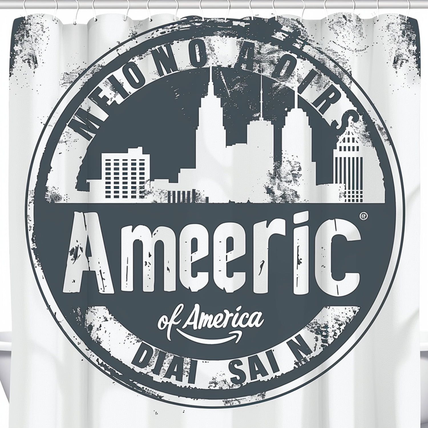 Vintage Detroit Skyline Stamp Design Shower Curtain Retro Michigan ...