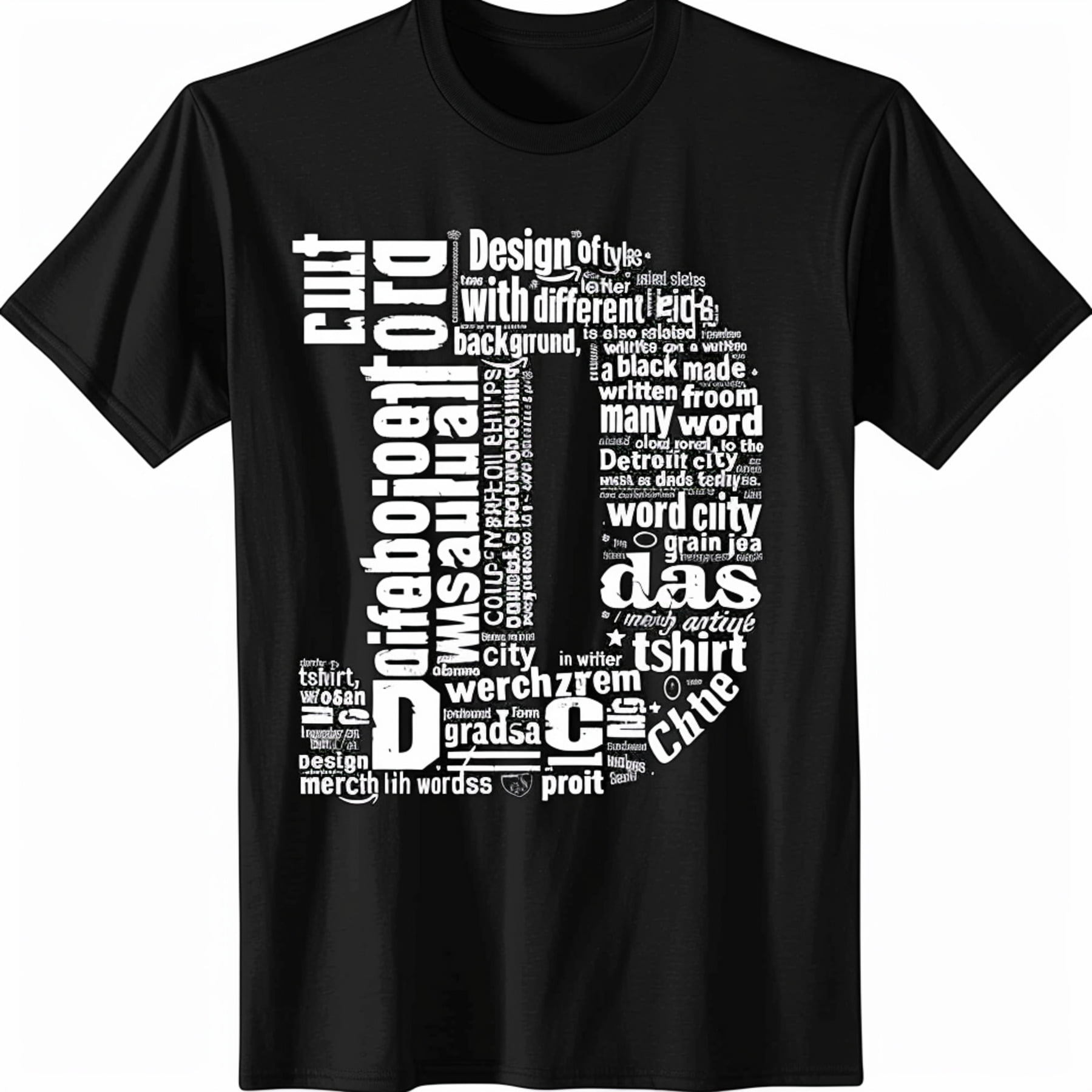 Vintage Detroit Word Cloud Design on Black TShirt Motor City Inspired ...