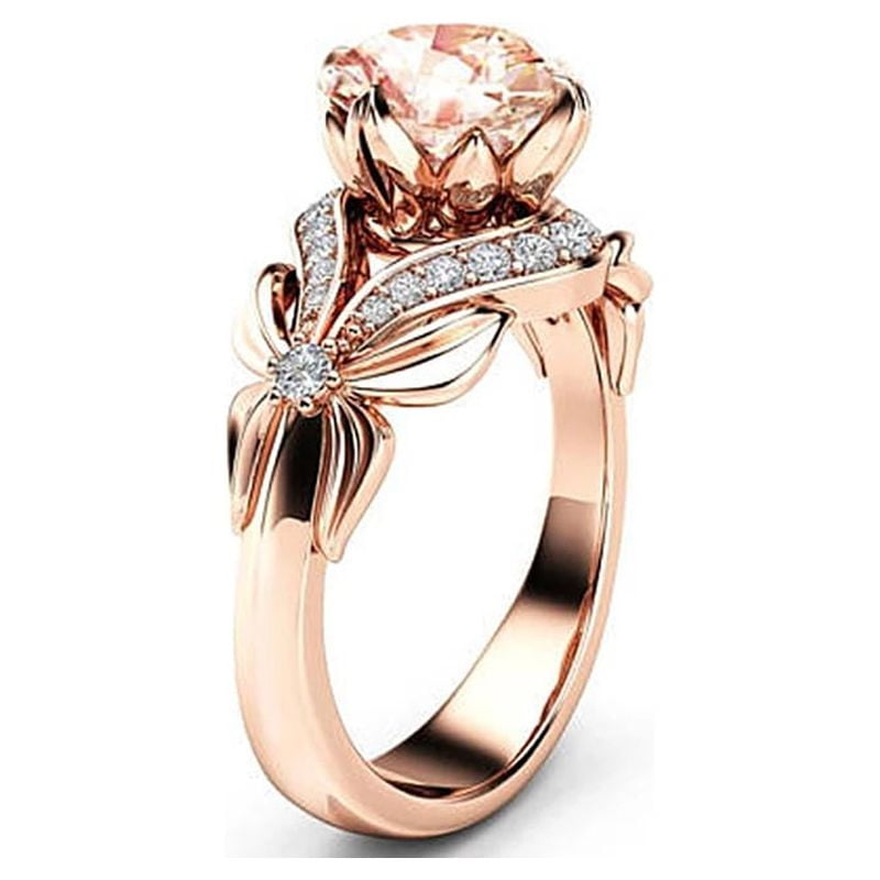 Vintage Diamond 18K Rose Gold Ring Gemstone Ring for Women pure topaz ...