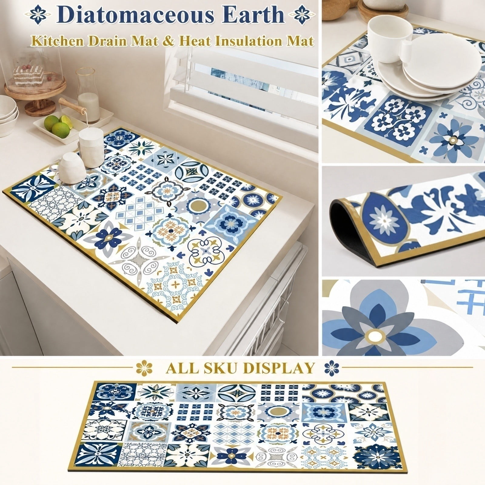 Vintage Diatomaceous Earth Kitchen Counter Drying Mat Heat Resistant ...