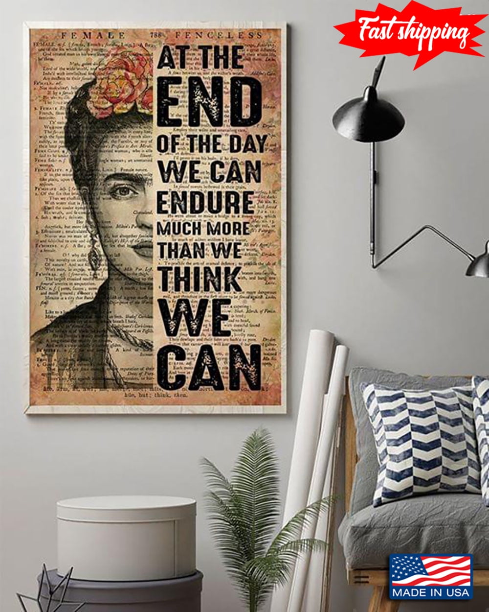 Vintage Dictionary Theme Floral Frida Kahlo At The End Of The Day We ...