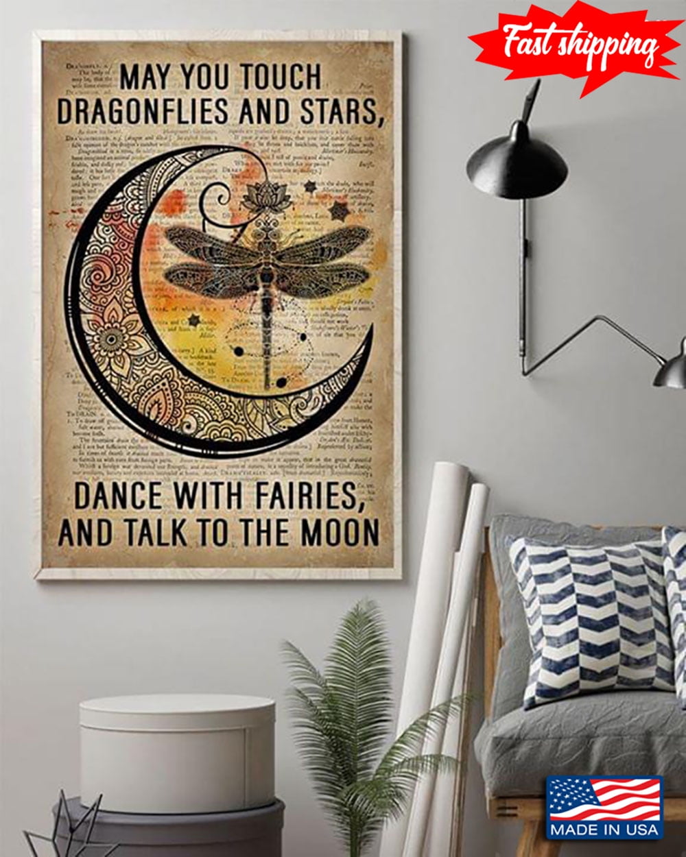 Vintage Dictionary Theme May You Touch Dragonflies And Stars, Dance ...