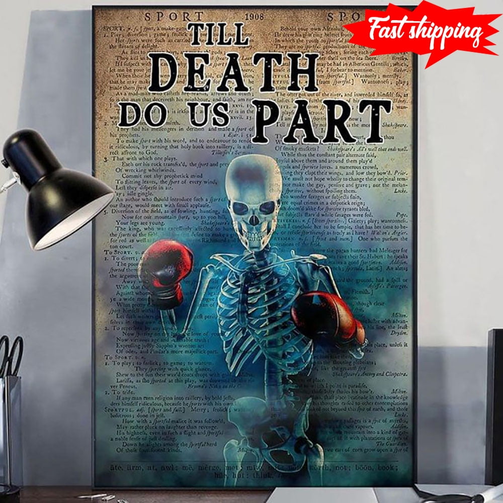 Vintage Dictionary Theme Skeleton Boxer With Red Boxing Gloves Till ...