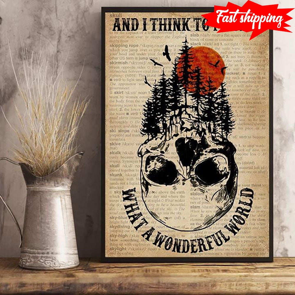 Vintage Dictionary Theme Skull & Forest And I Think To Myself What A ...