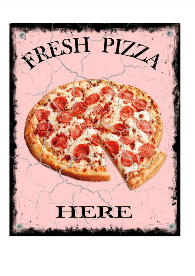 Vintage Diner Sign Fresh Pizza Aged Cafe Diner Sign Antique Style Metal ...