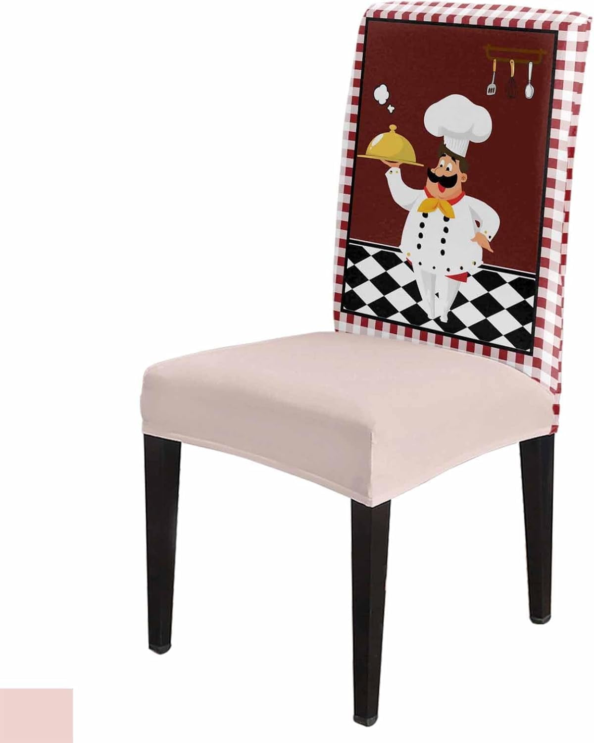 Vintage Dining Room Chair Covers Set of 8, Chef Kitchen Gourmet Red ...