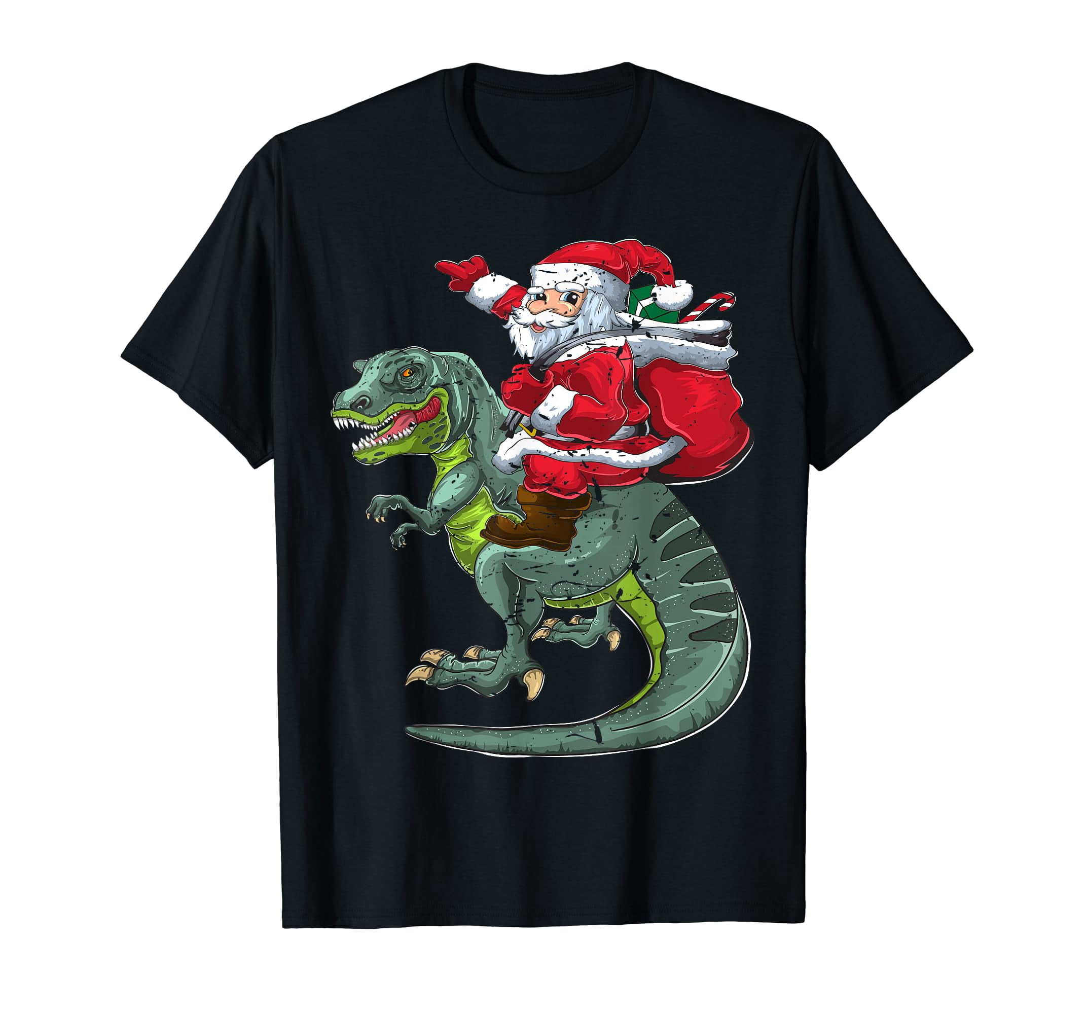 Vintage Dinosaur Christmas Gifts Boys Men Xmas T Rex Santa T-Shirt ...