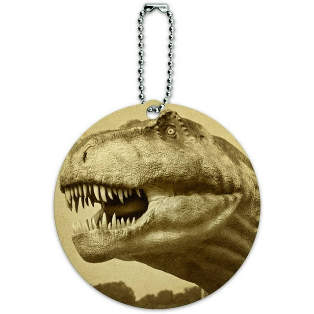 Vintage Dinosaur Tyrannosaurus T-Rex Round Luggage ID Tag Card for ...