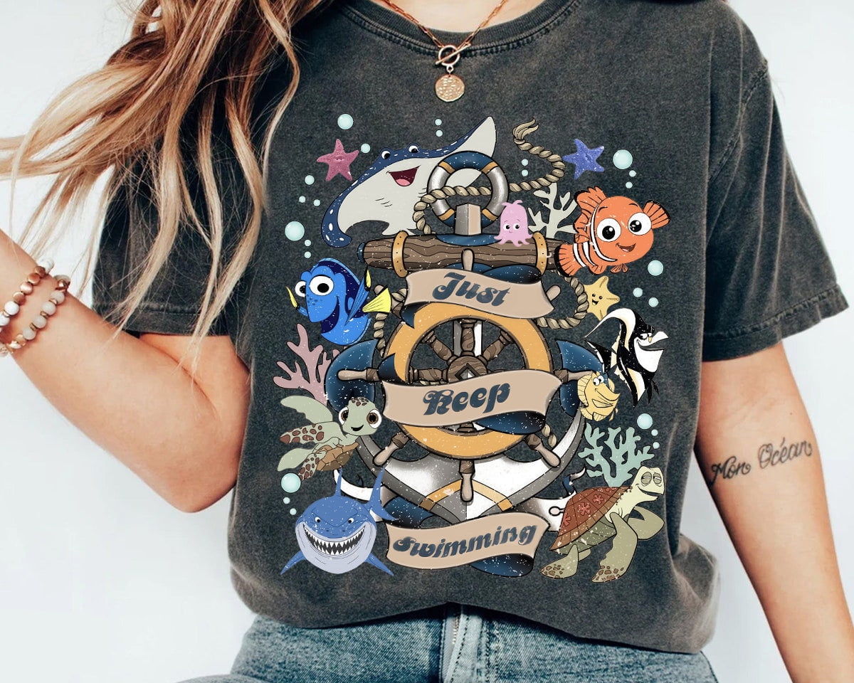 Vintage Disney Finding Nemo Characters Just Keep Swimming Shirt, Disney ...