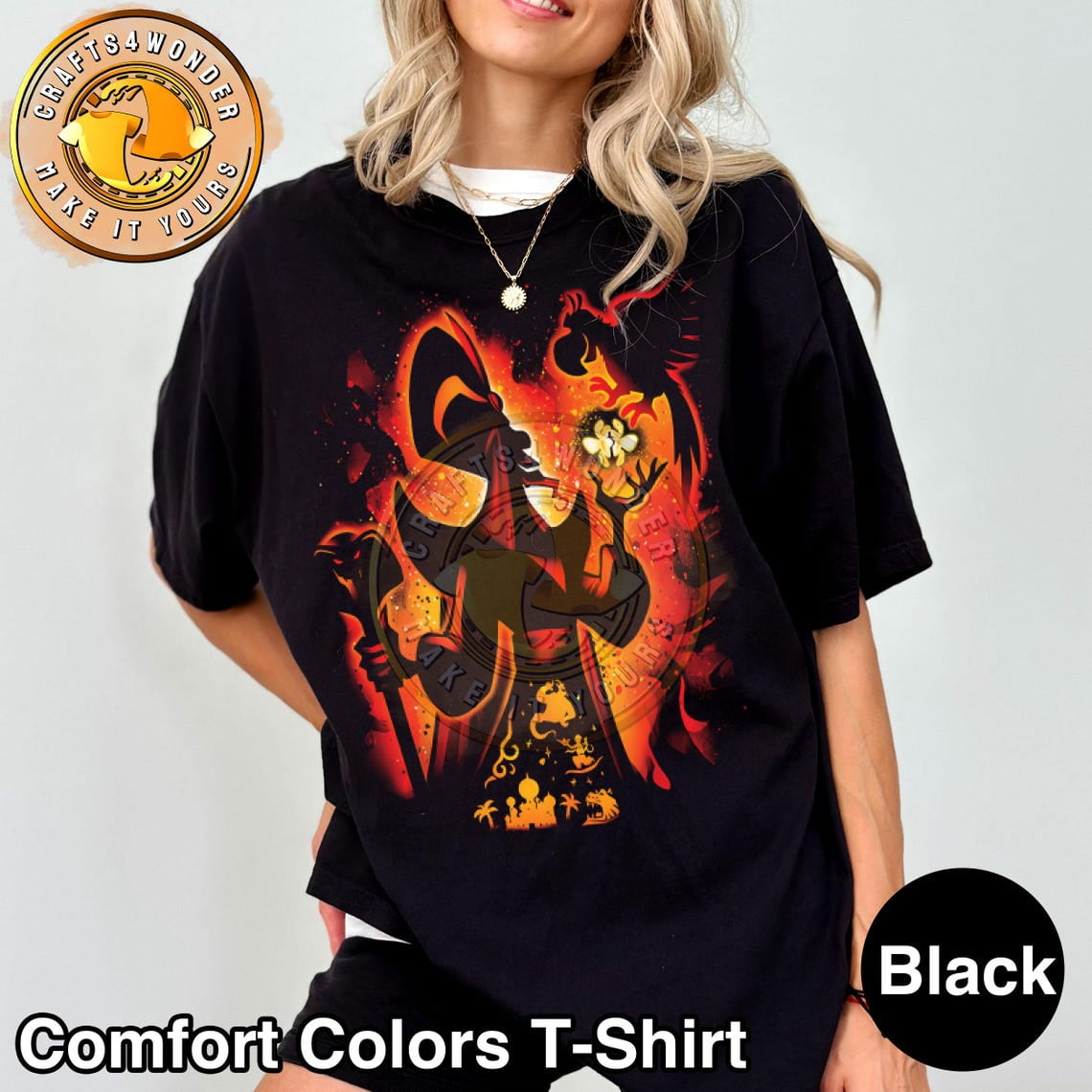 Vintage Disney Jafar Aladdin Silhouette Portrait T-Shirt, Disney ...