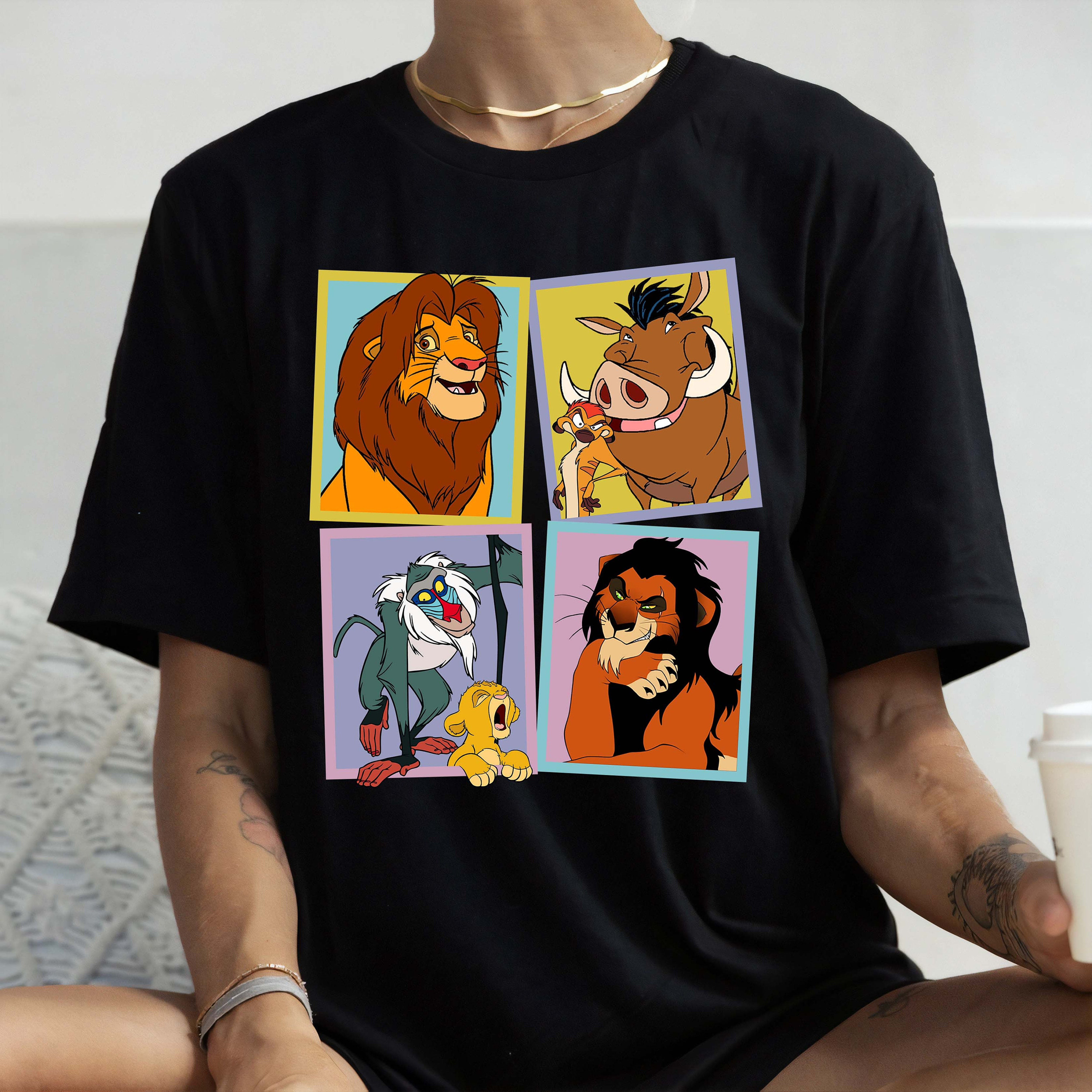 Vintage Disney The Lion King Characters Boxes T-Shirt, Mufasa, Scar ...