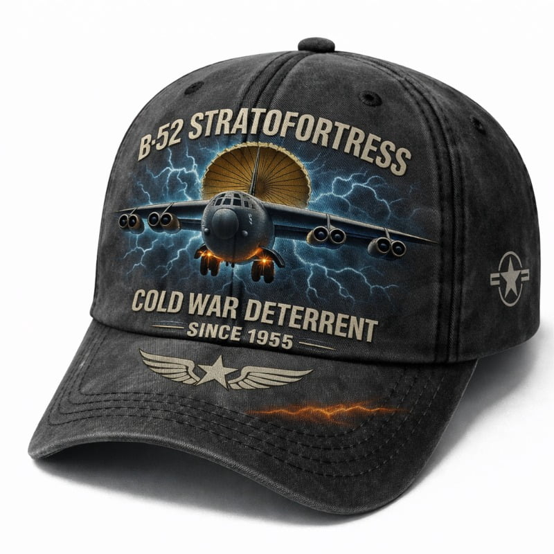 Vintage Distressed B-52 Stratofortress Cold War Deterrent Graphic Cap ...