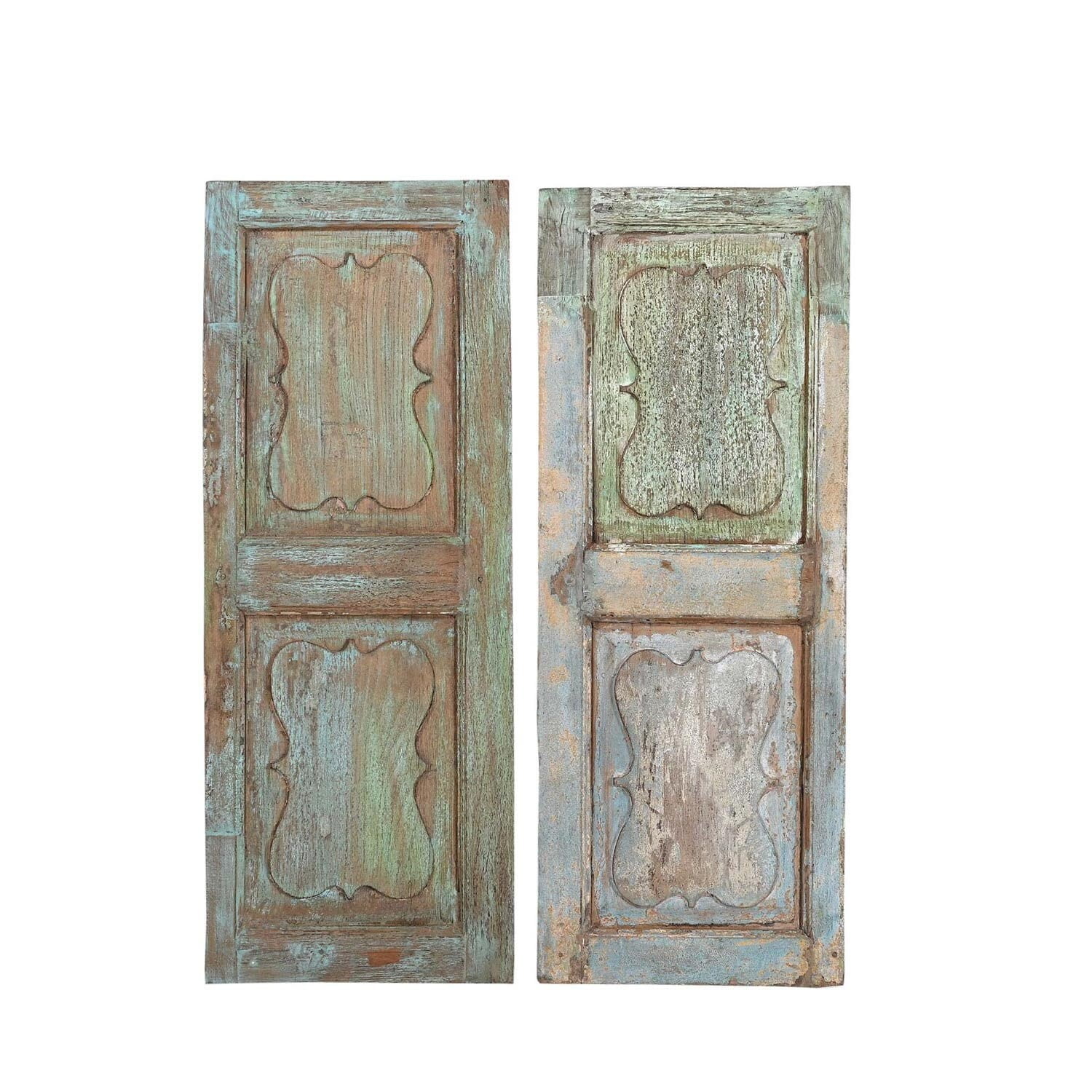 Vintage Distressed Blue Teak Wood Shutter Repurposed Wall Panel | 39â ...