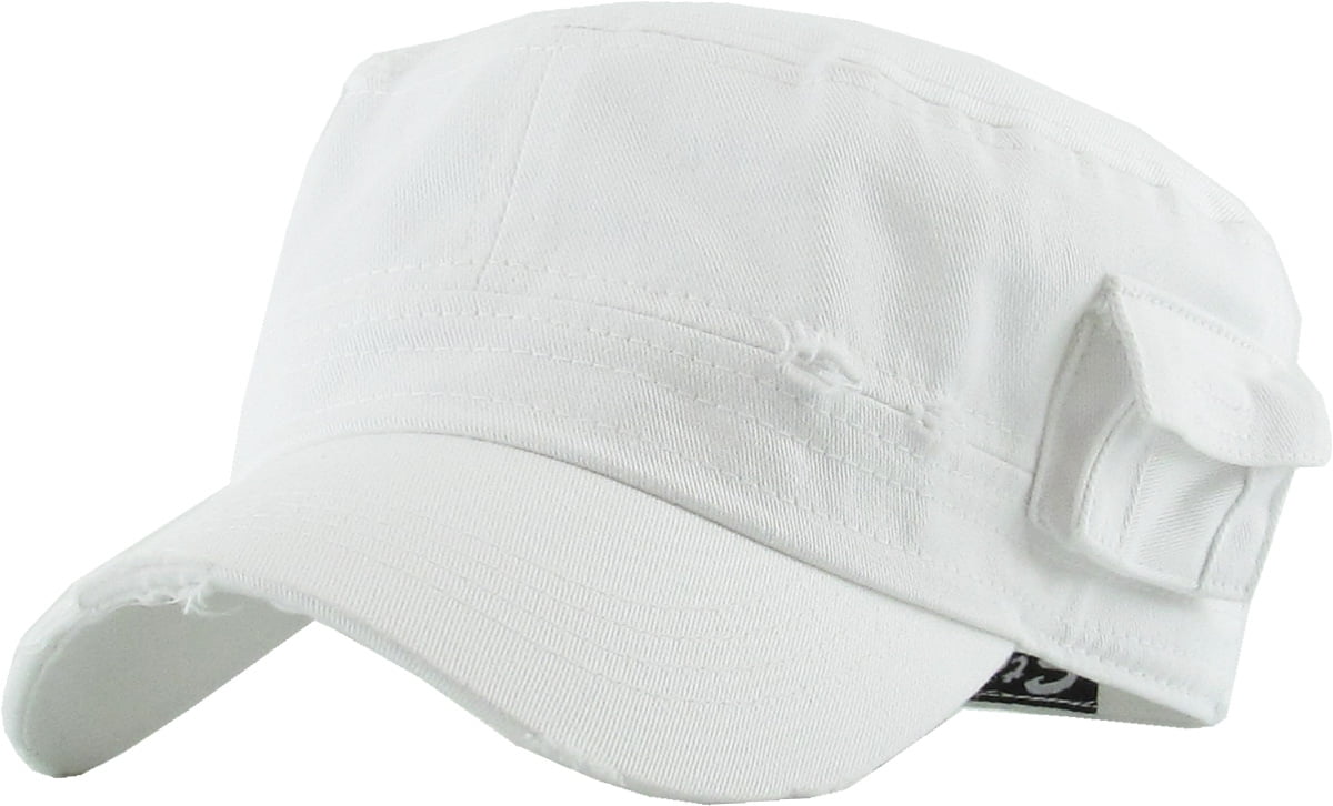 Vintage Distressed Cadet Army Military Fitted Botton Cap Basic Everyday ...