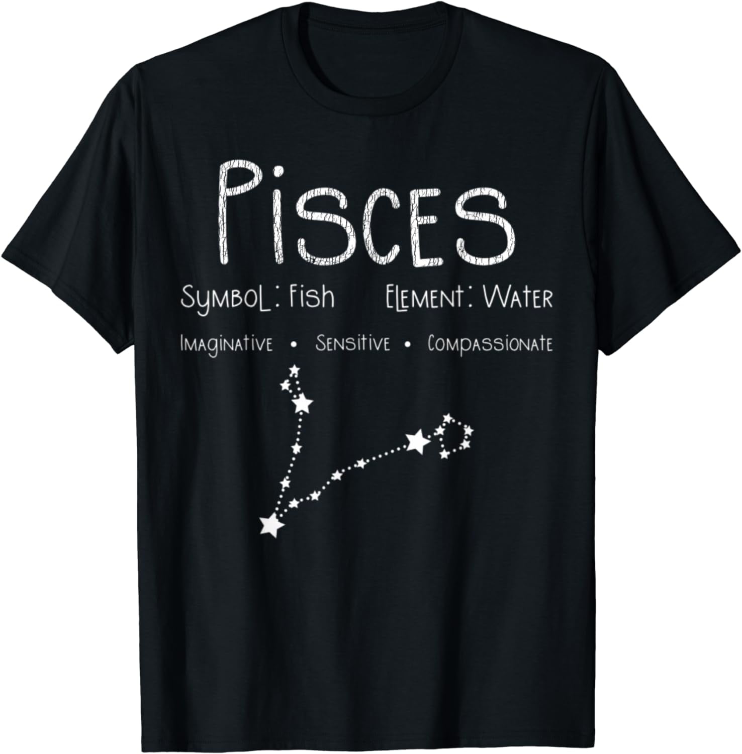 Vintage Distressed Pisces Symbol Zodiac Sign Birthday Gift T-Shirt ...