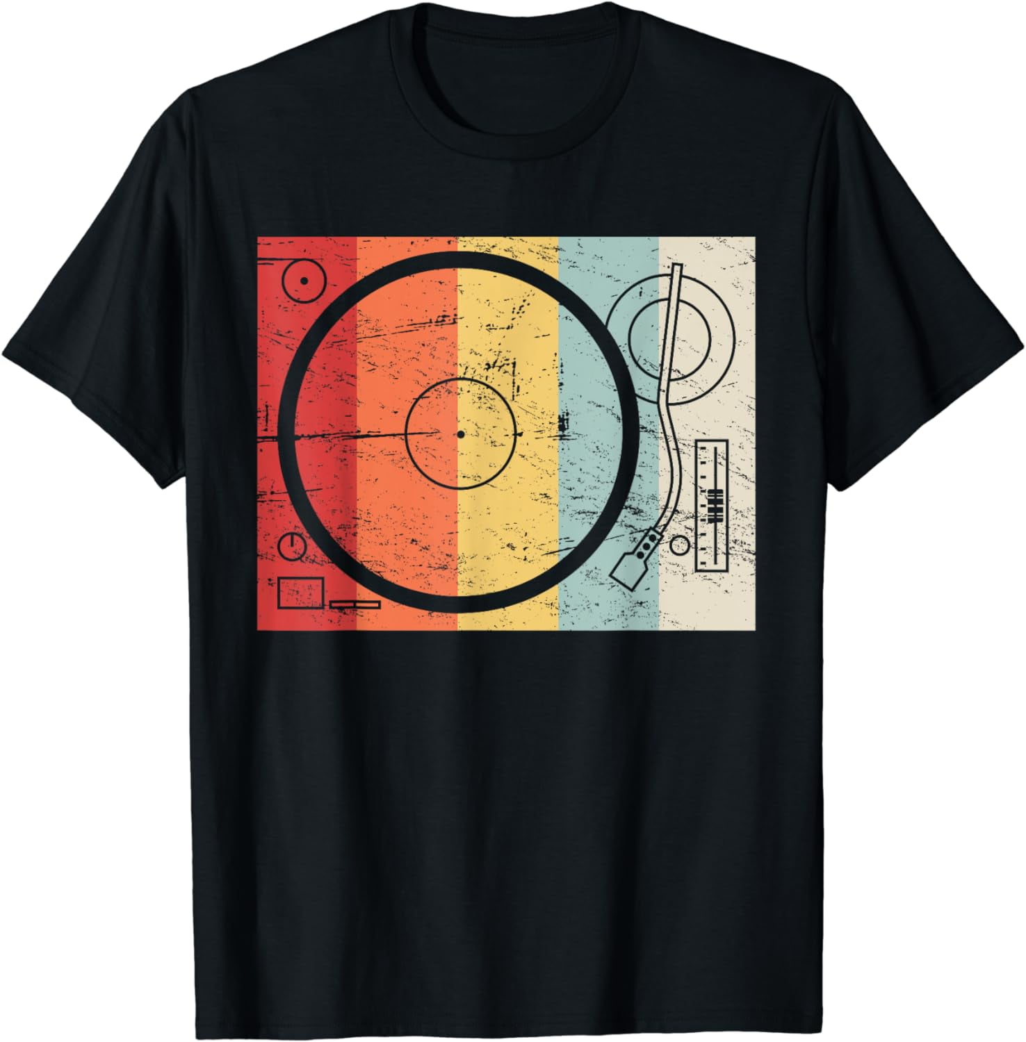 Vintage Distressed Vinyl Record Player T-Shirt - Walmart.com