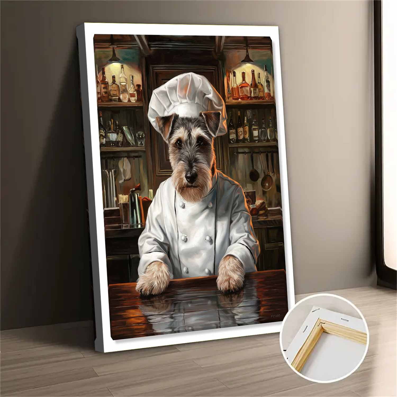 Vintage Dog Chef Canvas Wall Art Print for Bedroom Living Room Home ...