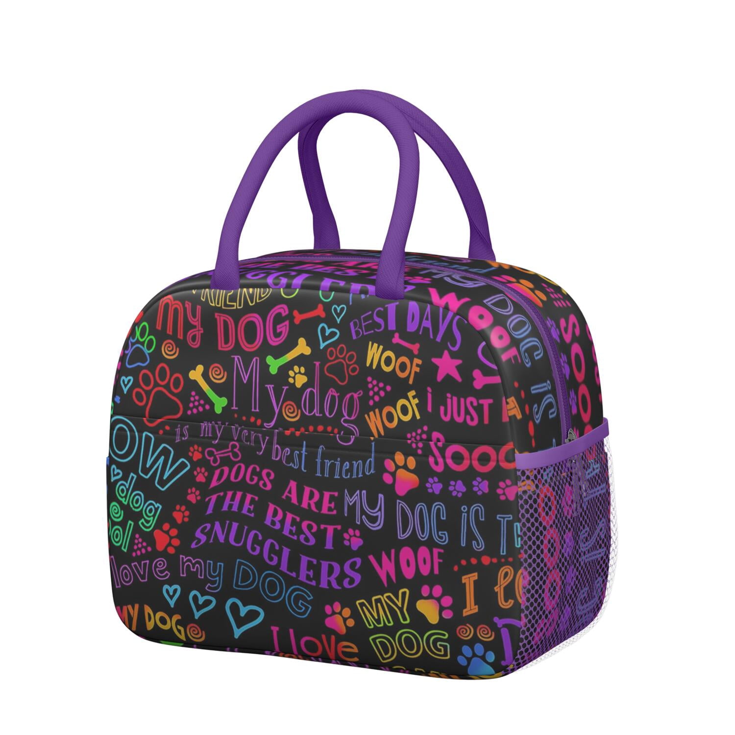 Vintage Dog Illustration Lunch Tote - Insulated & Reusable with Furry ...
