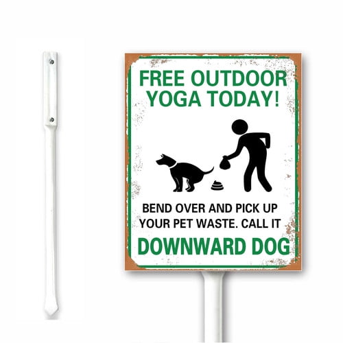 Vintage Dog Sign for Lawn, New Yoga Pose Funny Pick Up Dog Poop Sign ...