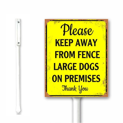 Vintage Dog Sign for Lawn, Please Keep Away From Fence Large Dogs On ...