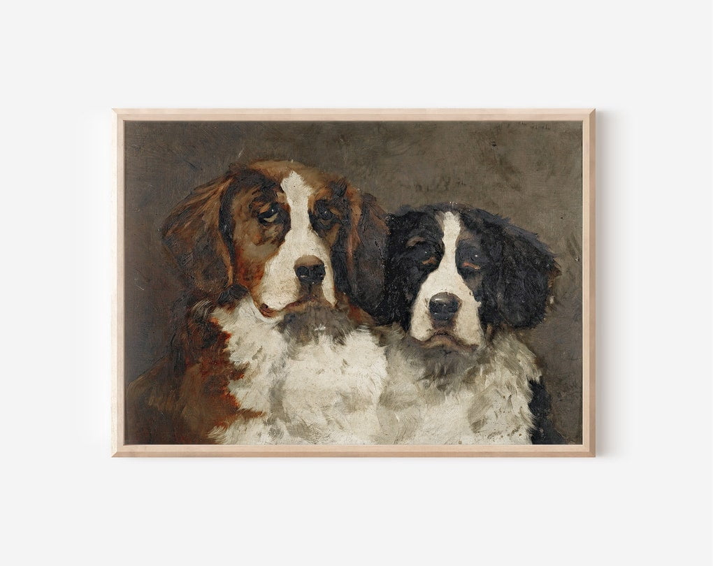 Vintage Dogs Oil Painting Downloadable Pet Wall Art Modern Farmhouse ...