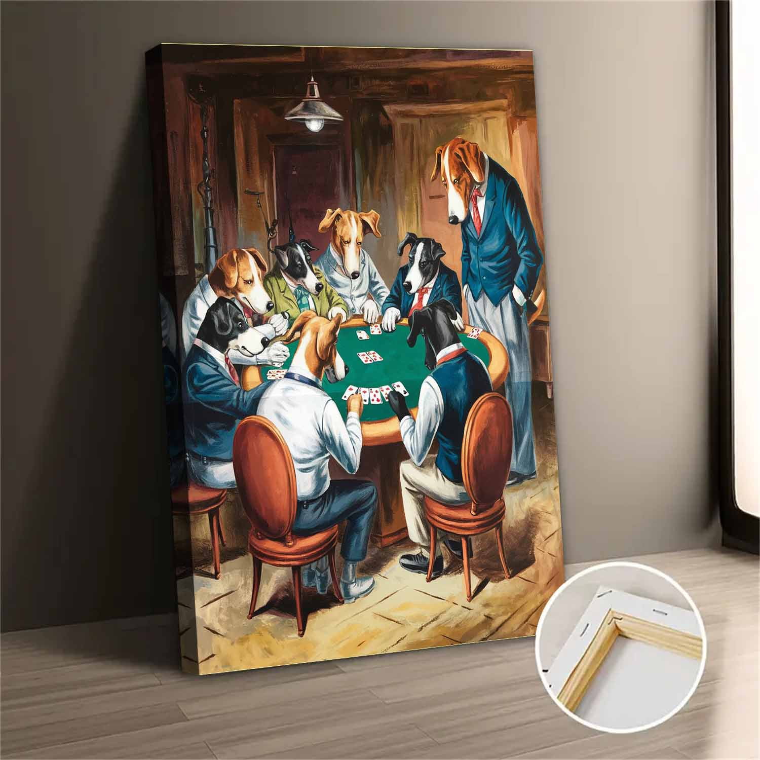 Vintage Dogs Playing Cards Canvas Wall Art Print for Bedroom Living ...