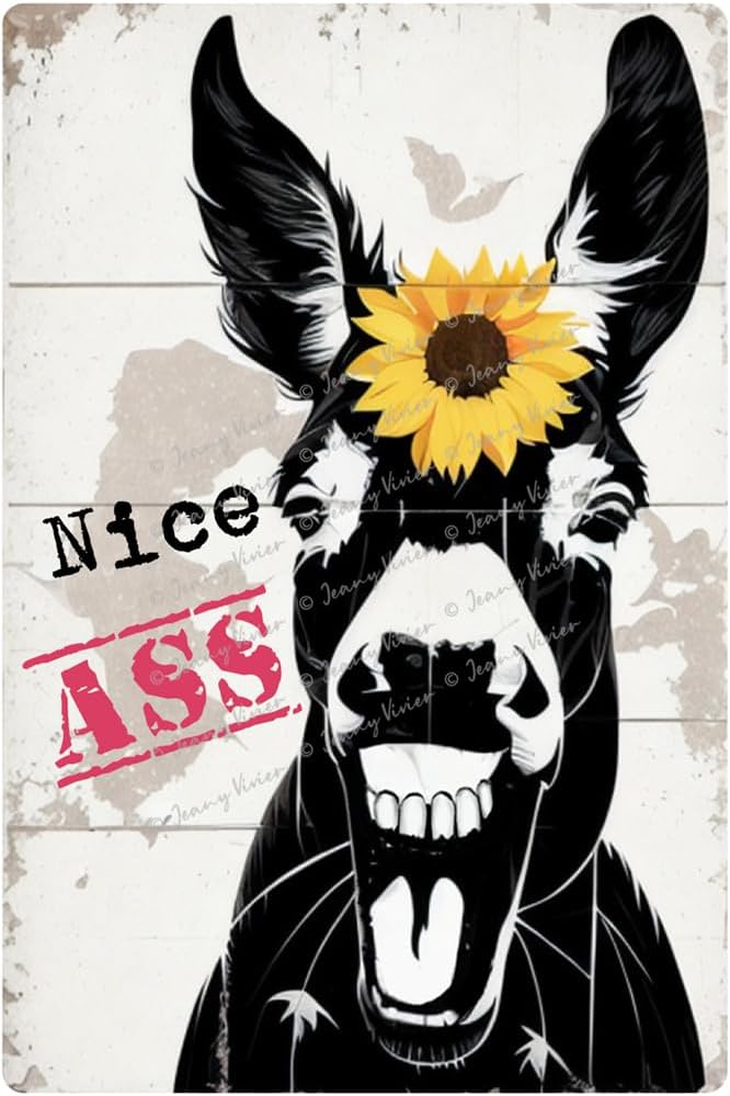 Vintage Donkey Art Metal Signs, Funny Donkey Bathroom Decor, Toilet ...