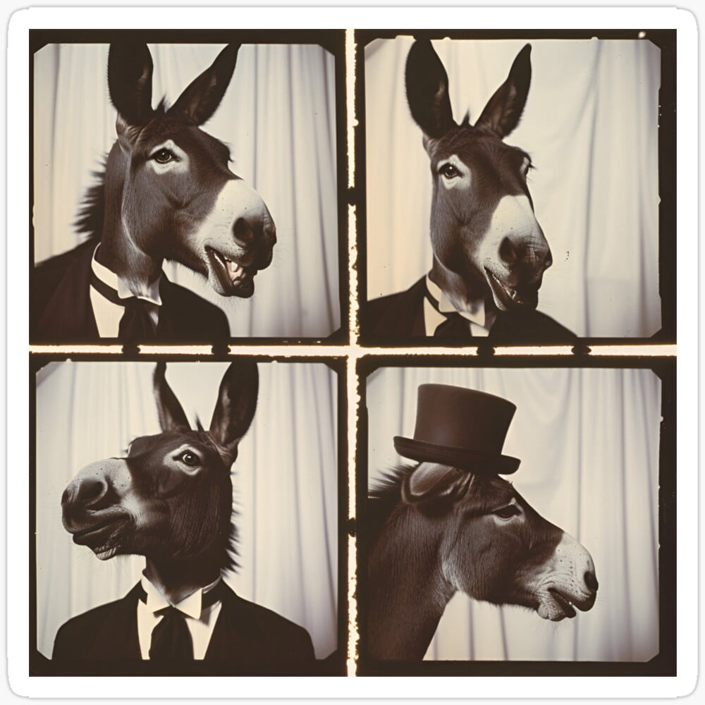 Vintage Donkey In Suit Quirky Animal Gentleman Graphic Stickerphone ...