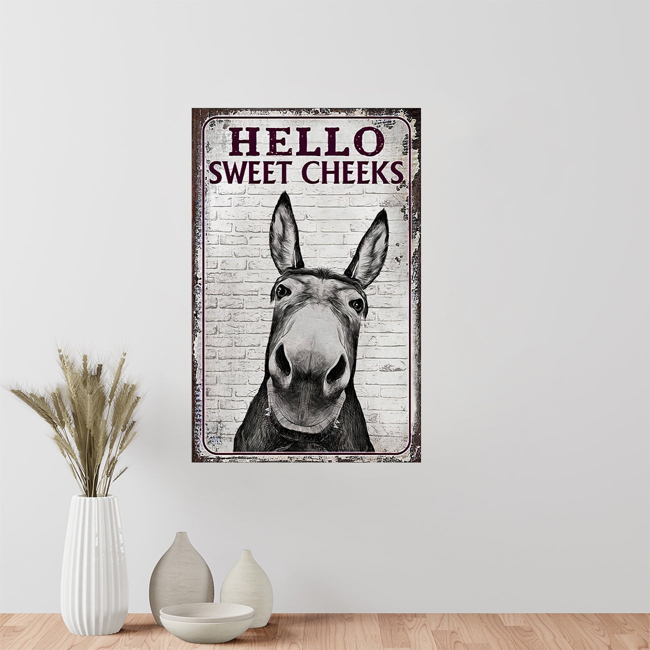 Vintage Donkey Why Hello Sweet Cheeks Funny Bathroom Poster 24 x 36 ...