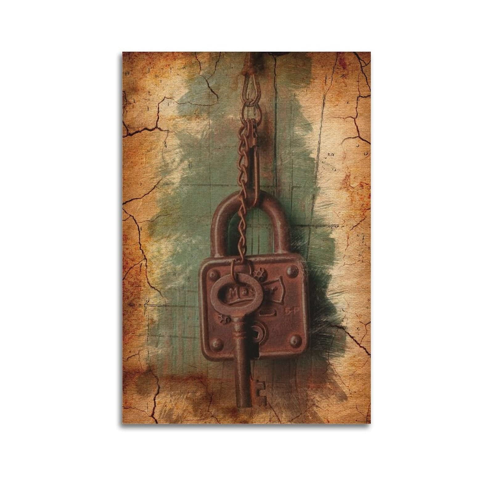 Vintage Door Lock And Key Picture Is Suitable for Living Room Wall ...