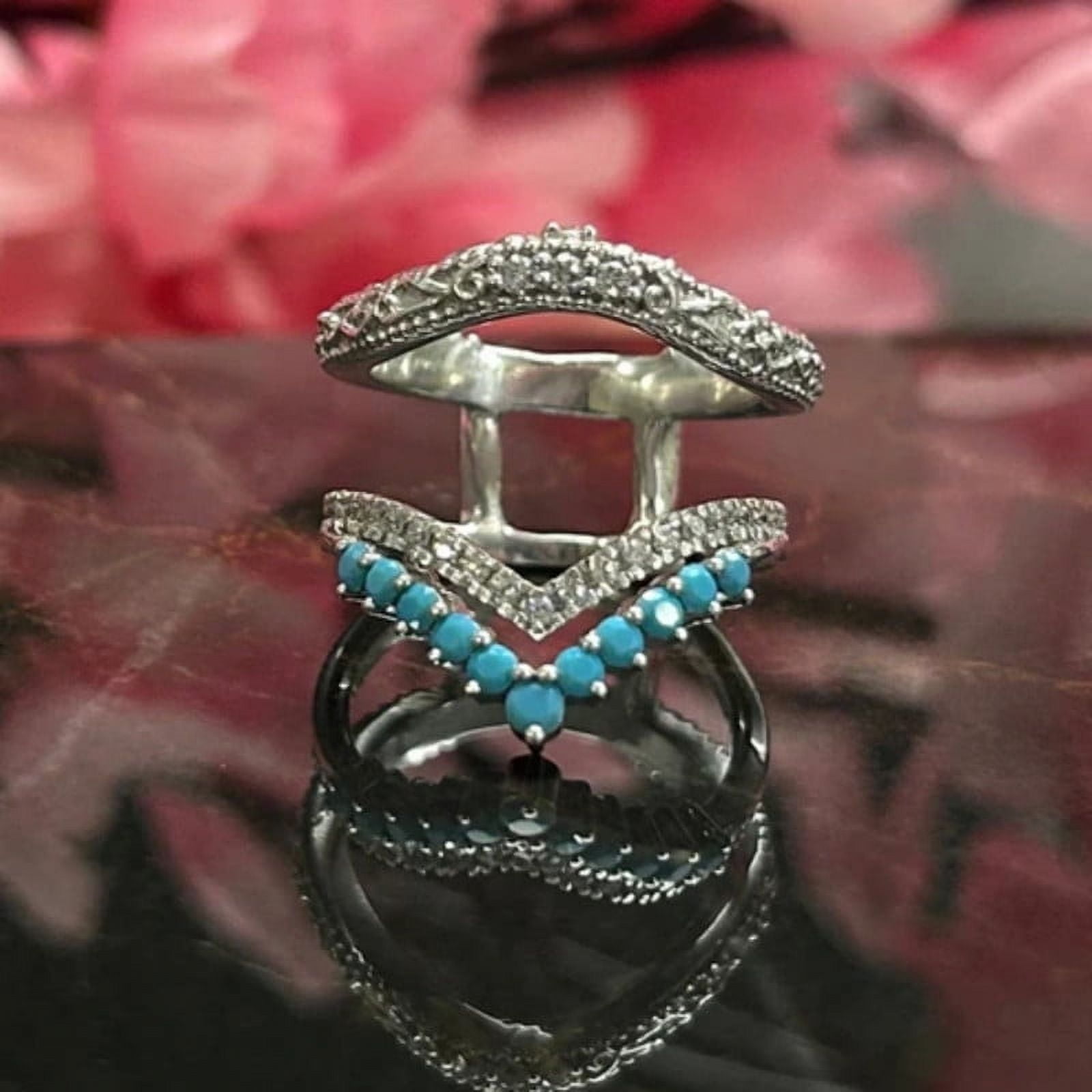 Vintage Double Curved Turquoise Band Wedding Ring Guard- Ring Spacer ...