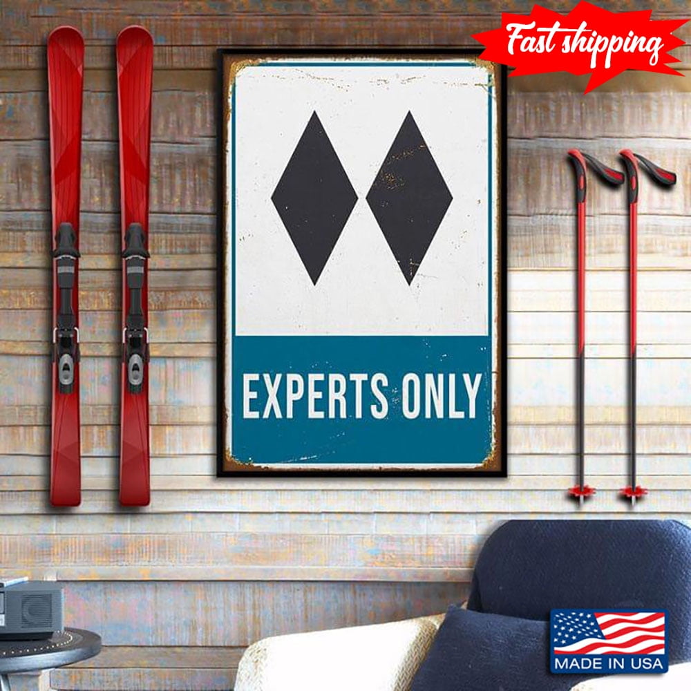 Vintage Double Diamond Experts Only Ski Sign 16 x 24 Inch Poster ...