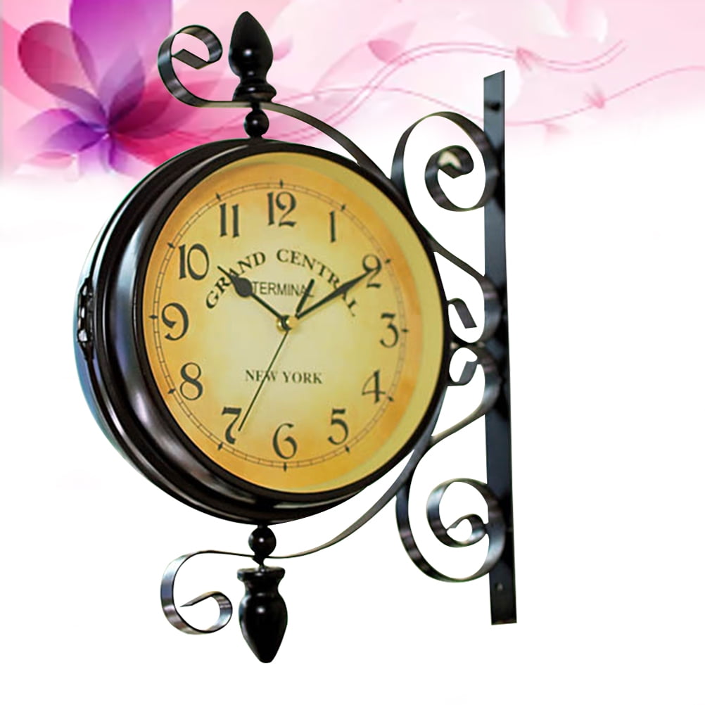 Vintage Double Sided Wall Clock Iron Silent Quiet Grand Central Station ...