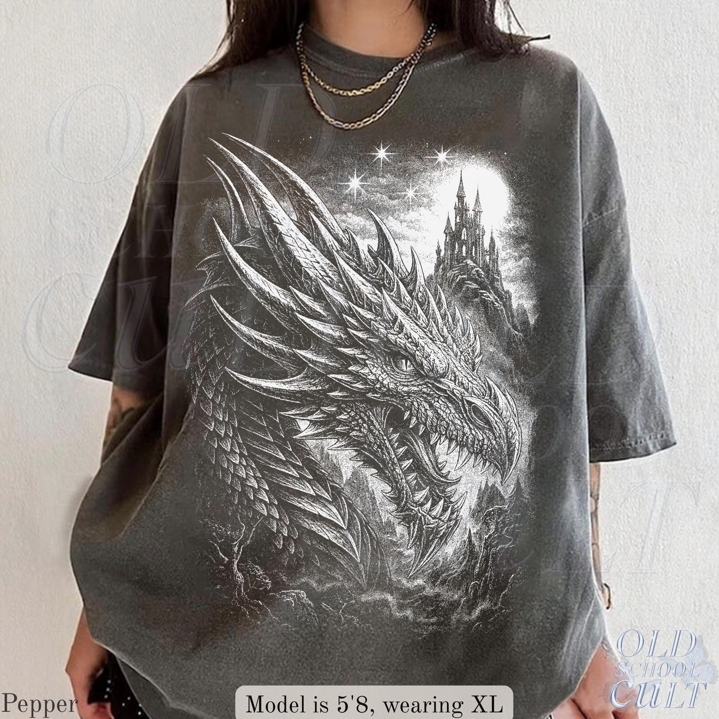 Vintage Dragon Castle 90s Graphic T-Shirt, Retro Medieval Fantasy ...