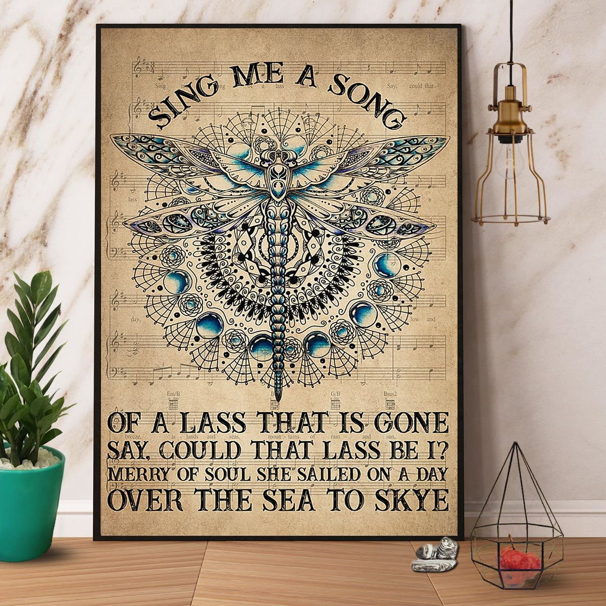 Vintage Dragonfly Sing Me A Song Of A Lass That Is Gone Paper Poster No ...