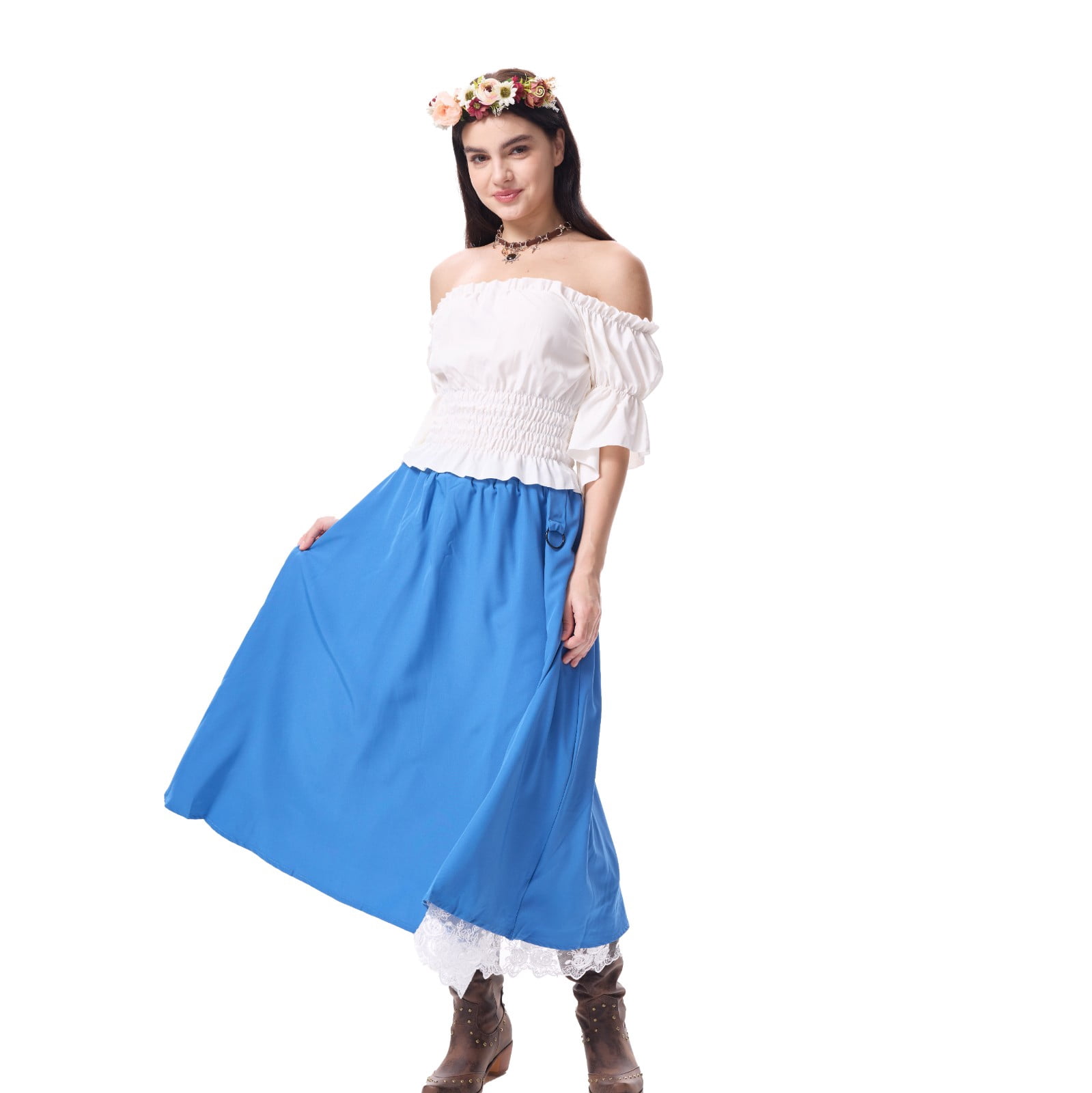 Vintage Dresses Medieval Dress Women, Bohemian Cottagecore Outfits Off ...