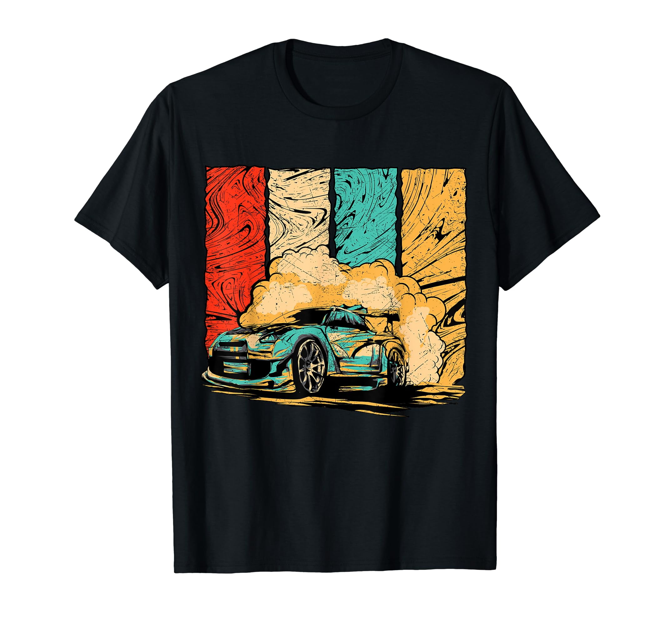 Vintage Drift Car Design Retro Drifting Racecar Motive Black T-Shirt ...