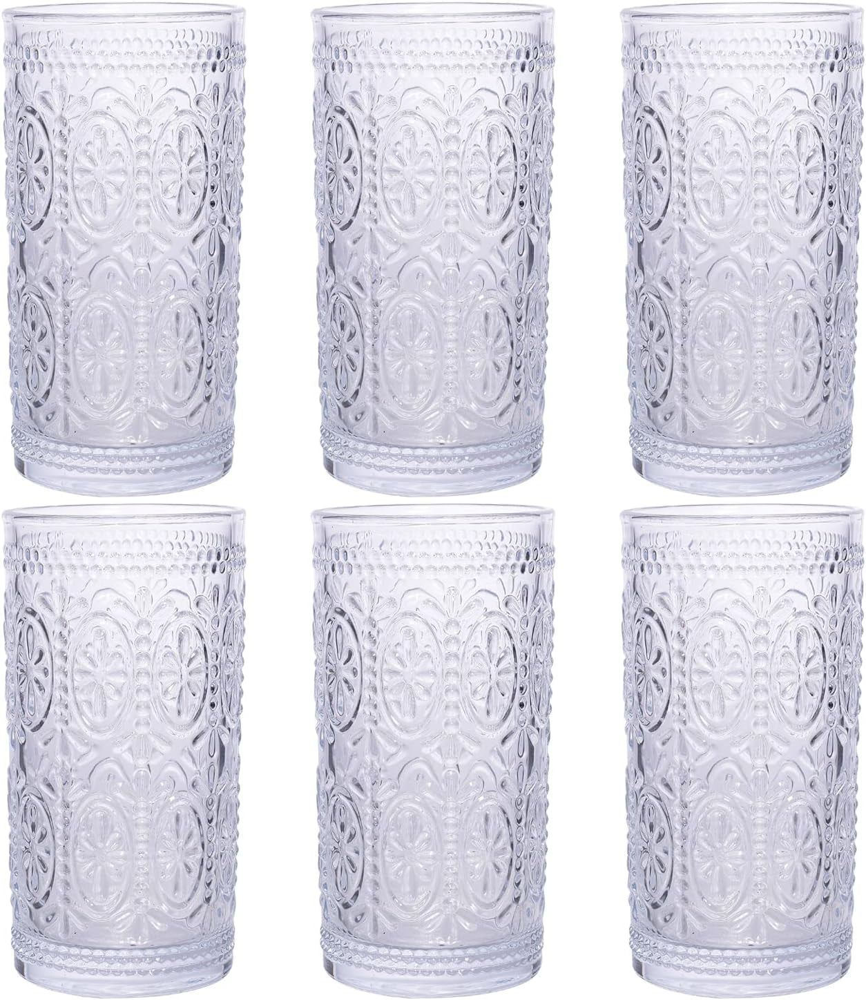 Vintage Drinking Glasses Set of 6,Romantic Water Glass Vintage ...