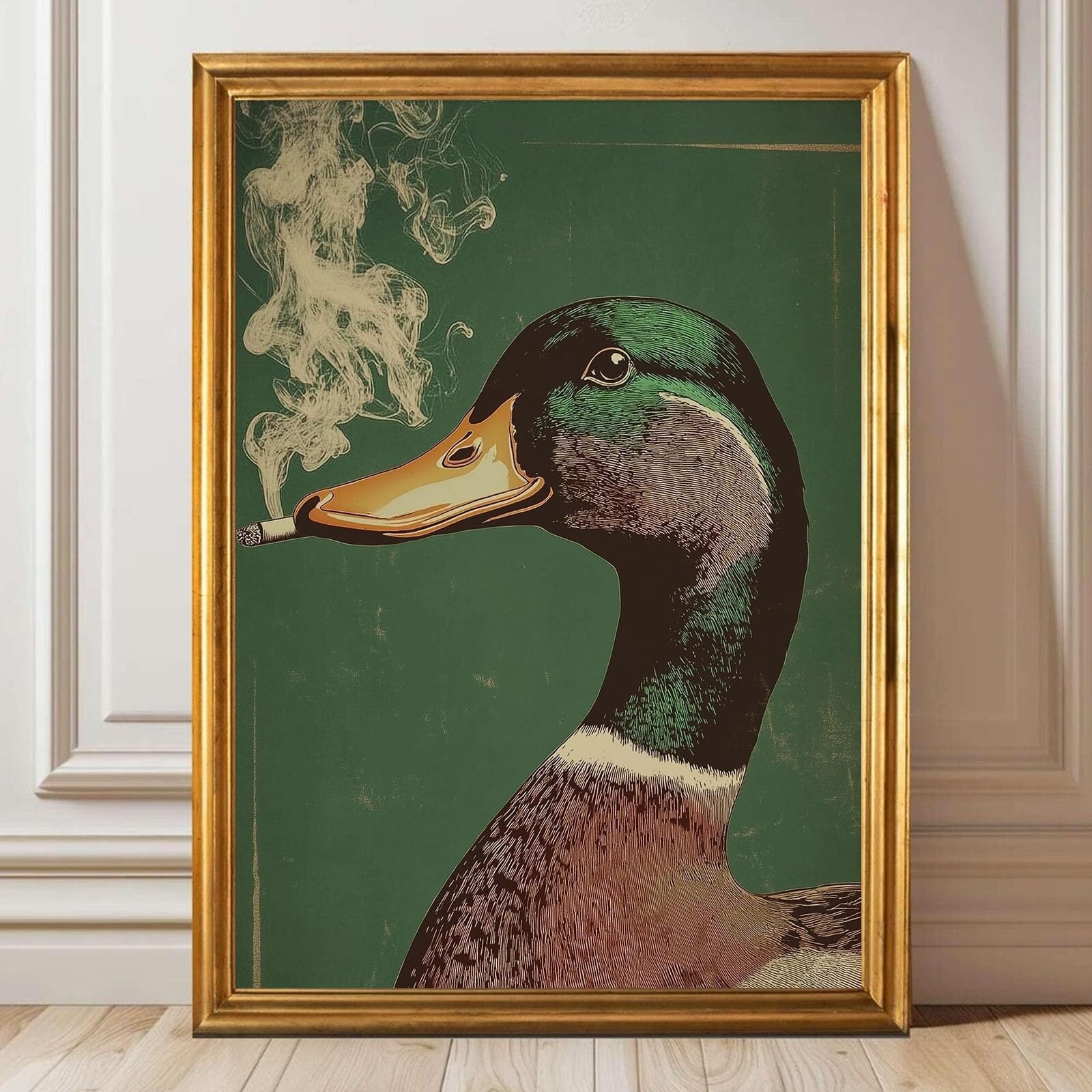 Vintage Duck Canvas Wall Art Antique Animal Prints Duck Smoking ...