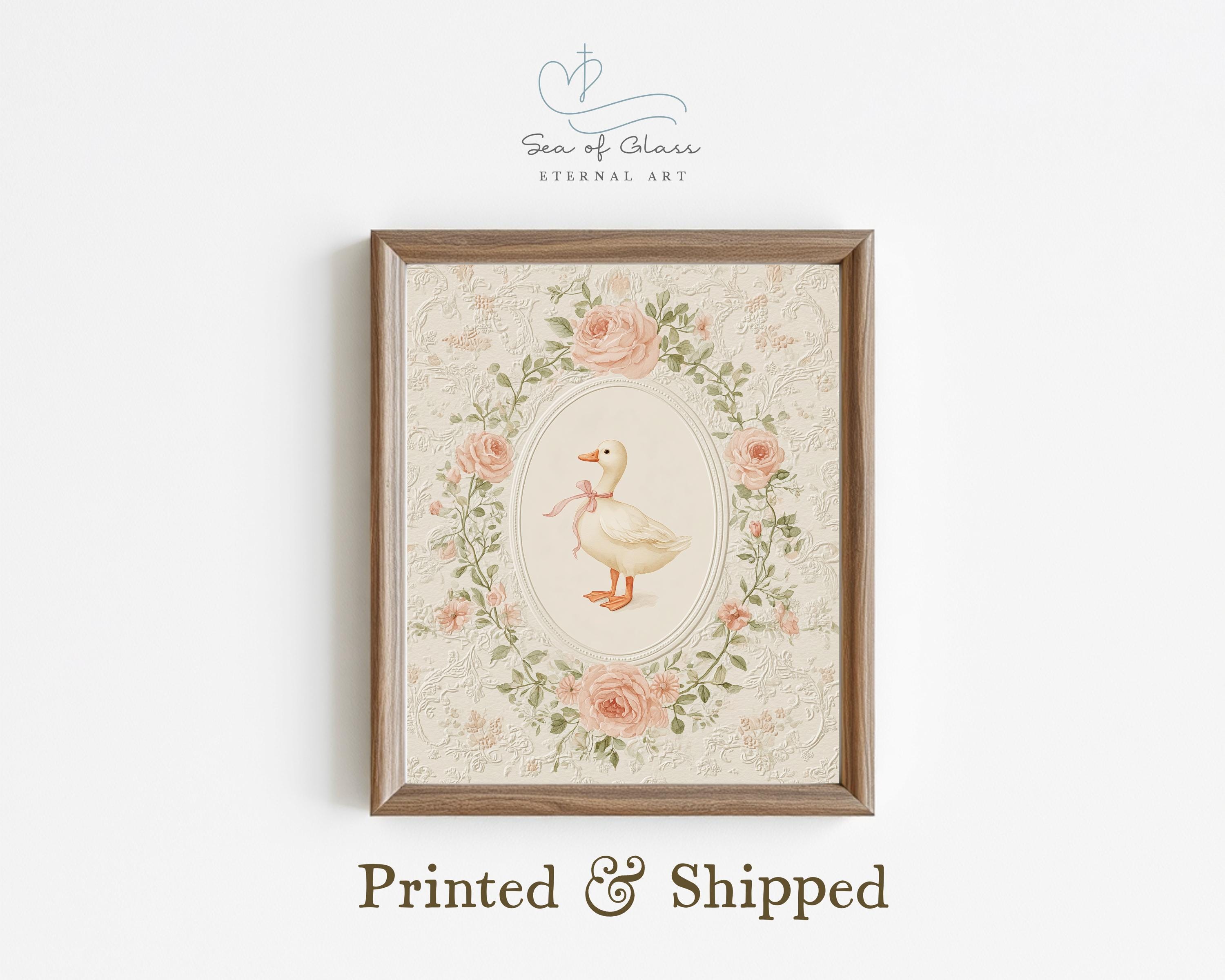 Vintage Duck Poster Shabby Chic Farmhouse Animal Illustration Warm ...