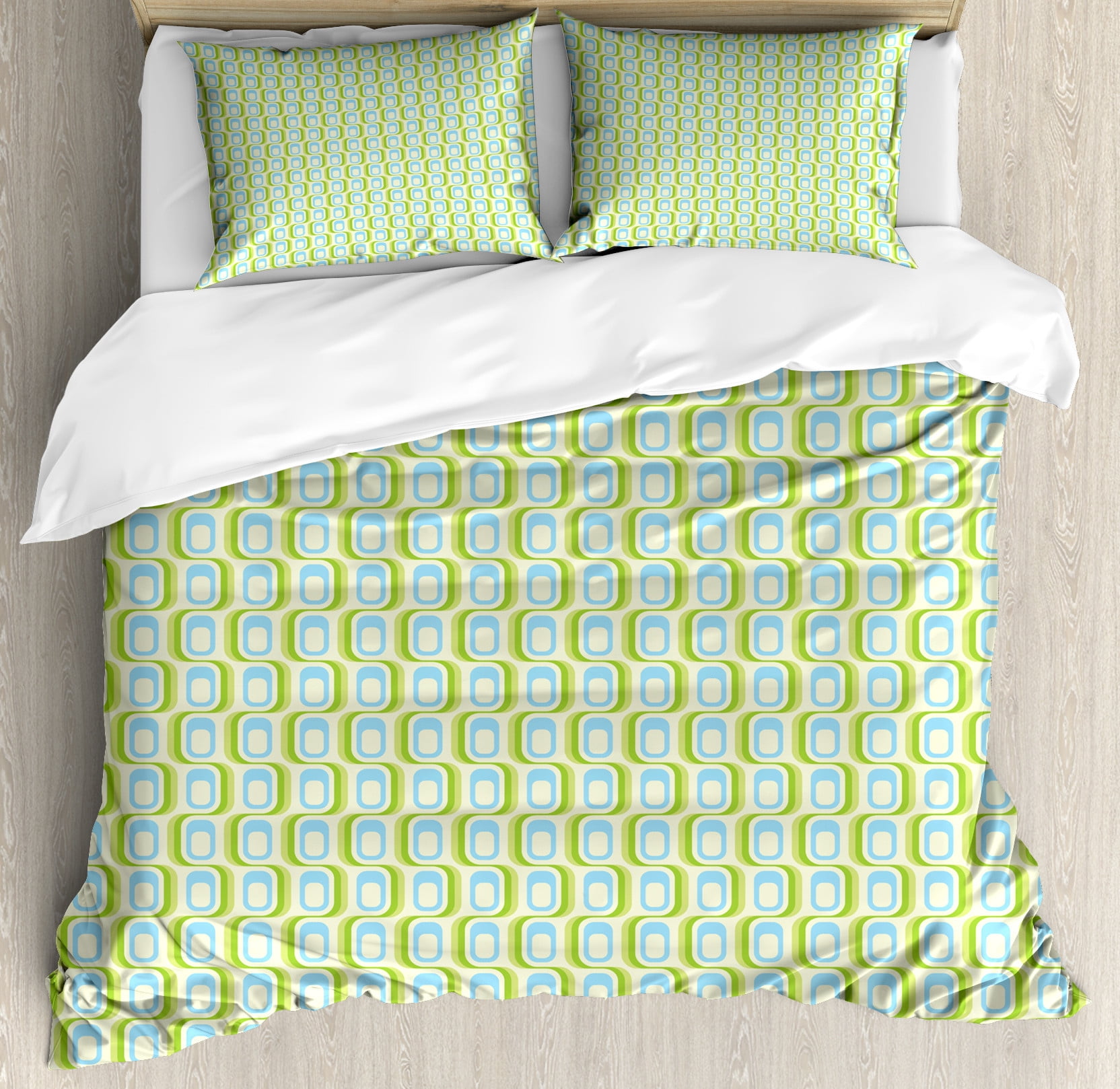 Vintage Duvet Cover Set, Classic Retro Geometry Inspired Abstract Motif ...