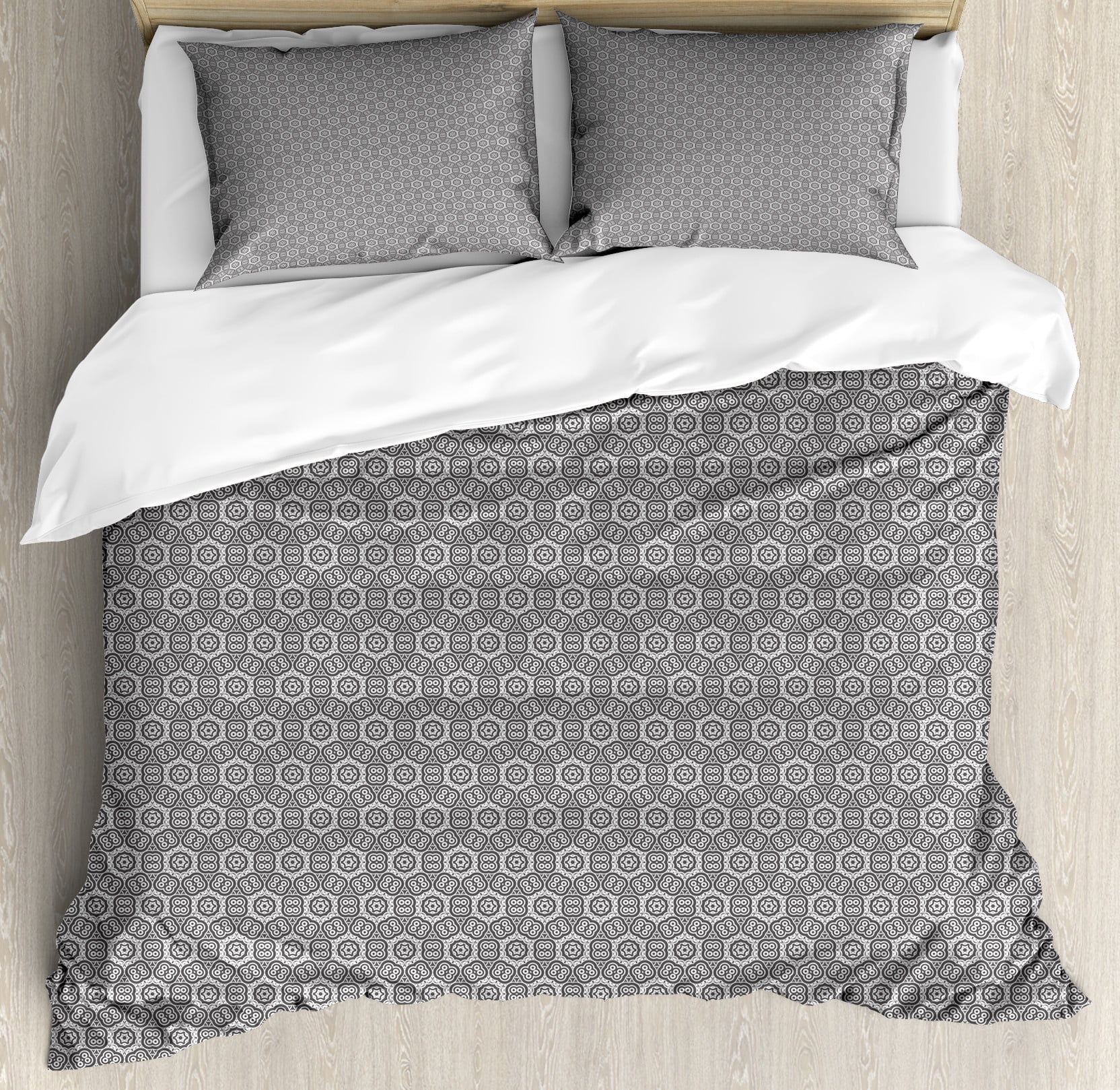 Vintage Duvet Cover Set, Continuous Nostalgia Monochromatic Lace ...