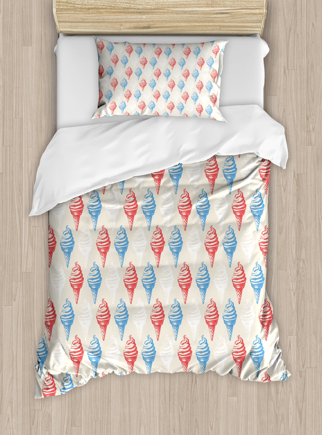 Vintage Duvet Cover Set, Dessert Theme Delicious Creamy Sugary Treats ...