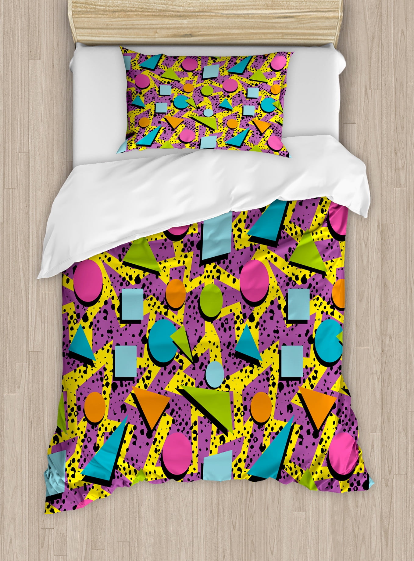 Vintage Duvet Cover Set, Funky Geometric 80s Memphis Fashion Style ...