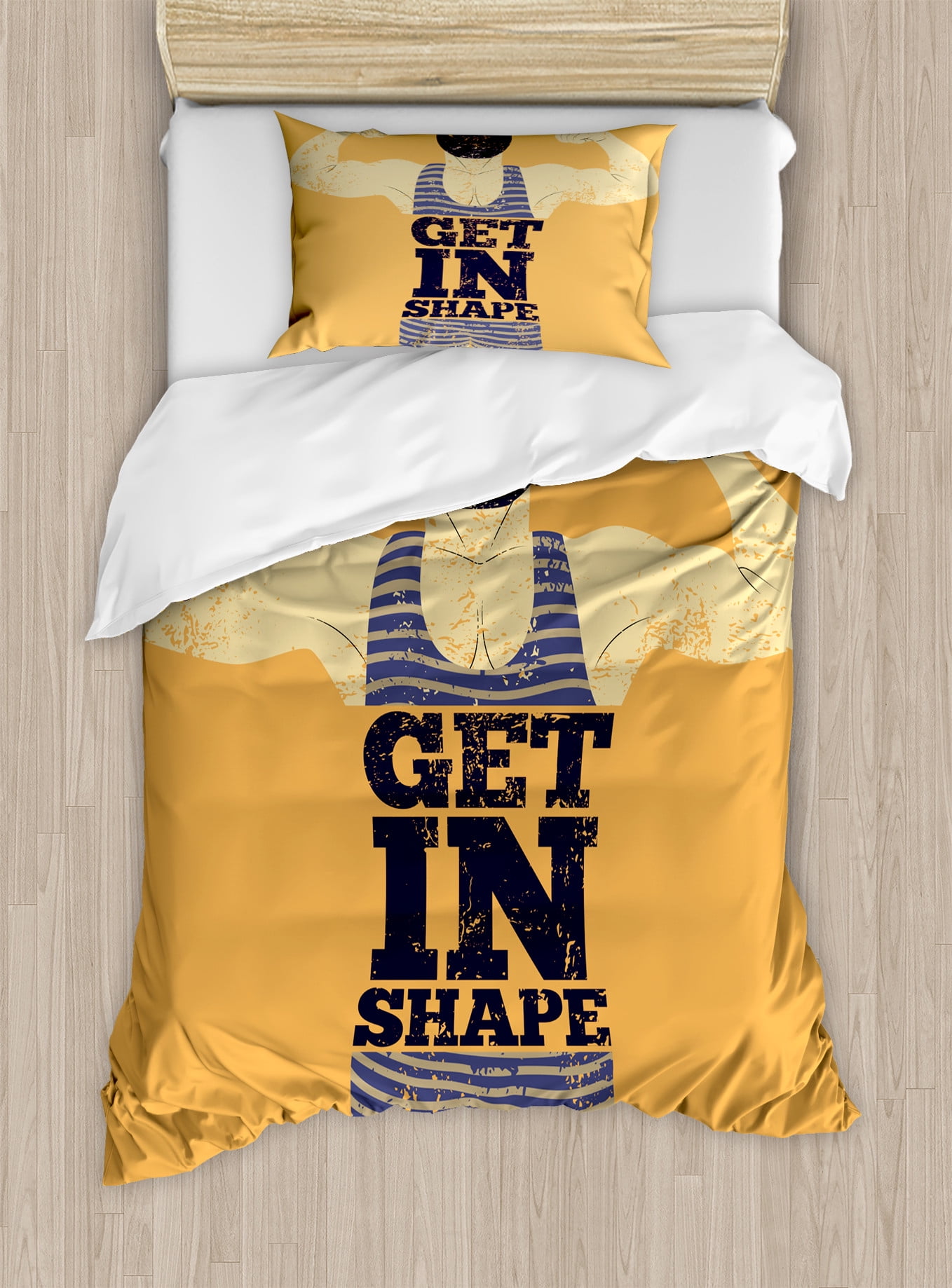 Vintage Duvet Cover Set, Get in Shape with a Male Human Body with ...