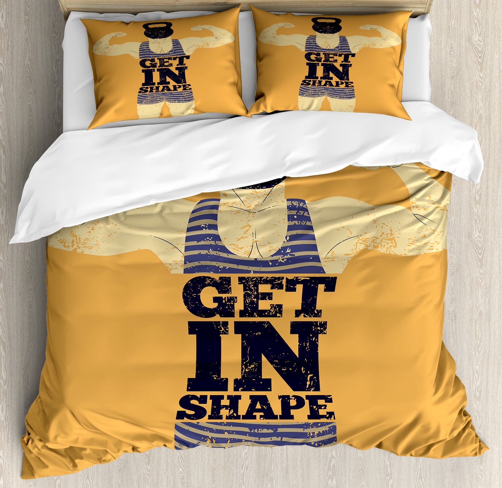 Vintage Duvet Cover Set, Get in Shape with a Male Human Body with ...