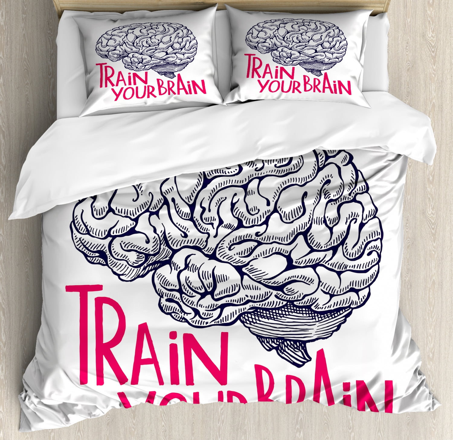 Vintage Duvet Cover Set, Positive Words on Human Brain Intelligence ...