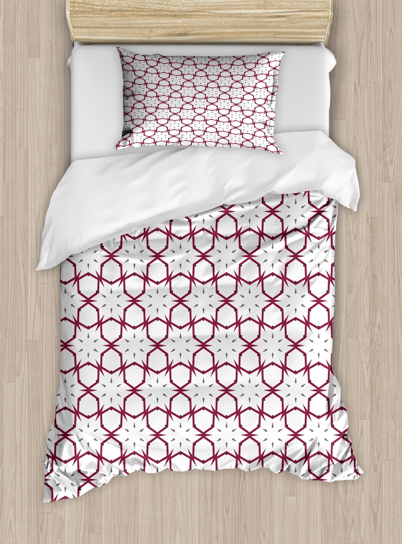 Vintage Duvet Cover Set, Repetitive Pointy Petals Motifs Connected ...